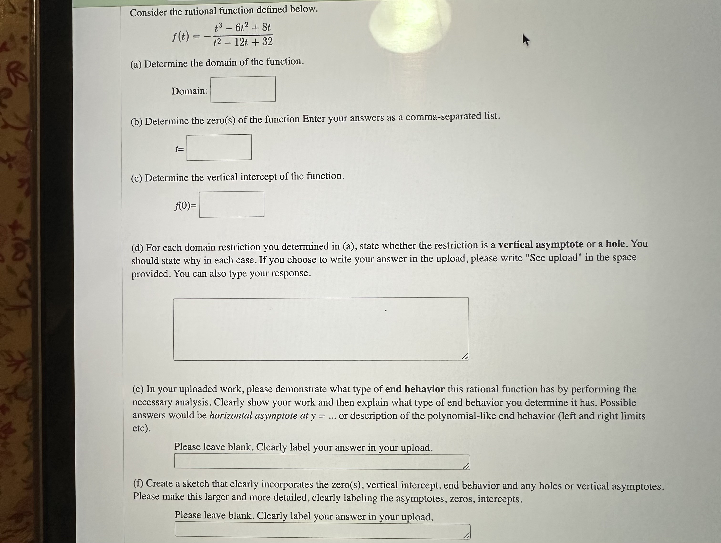 Solved Consider the rational function defined | Chegg.com