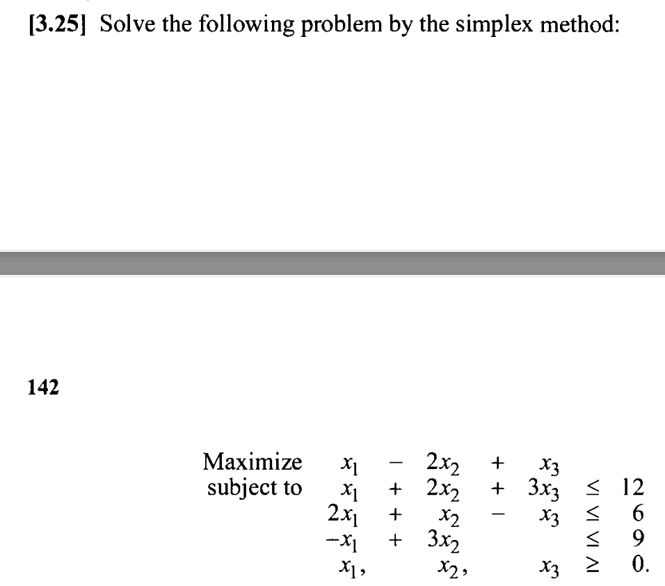 Solved [3.25] Solve the following problem by the simplex | Chegg.com