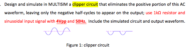 Solved - Design and simulate in MULTISIM a clipper circuit | Chegg.com