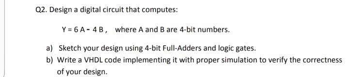 Q2. Design a digital circuit that computes: Y = 6 | Chegg.com