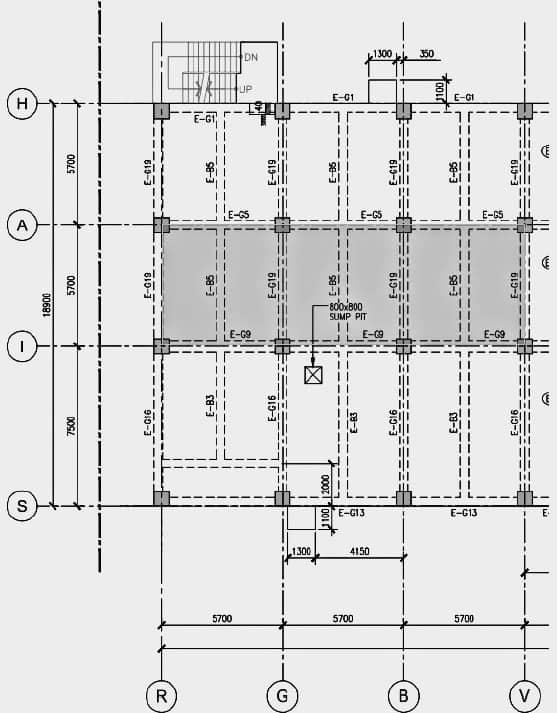 Solved Design the slabs from gridlines R to V to A to I as | Chegg.com