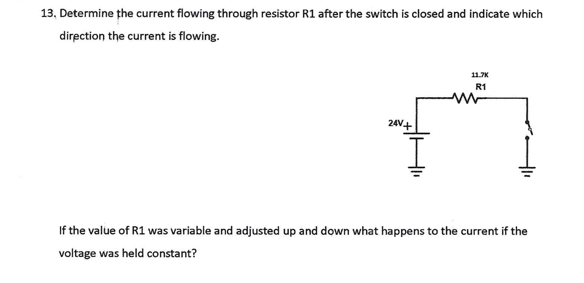 Solved 13, Determine the current flowing through resistor R1 | Chegg.com