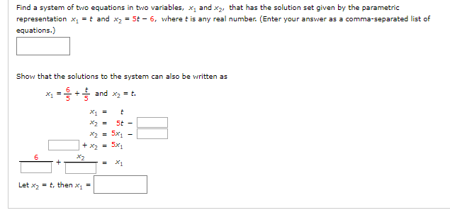 Solved Find a system of two equations in two variables, x1 | Chegg.com