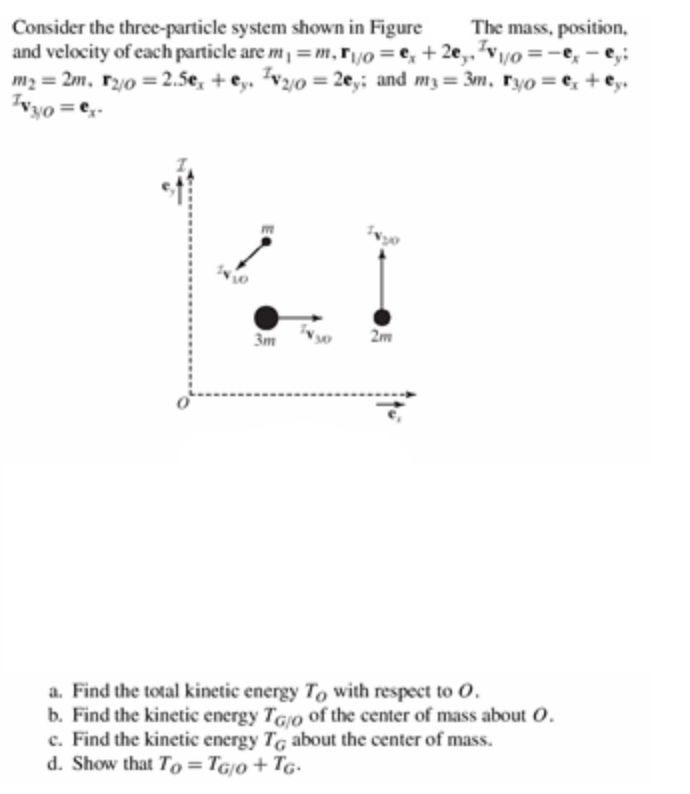 Consider the three-particle system shown in Figure | Chegg.com
