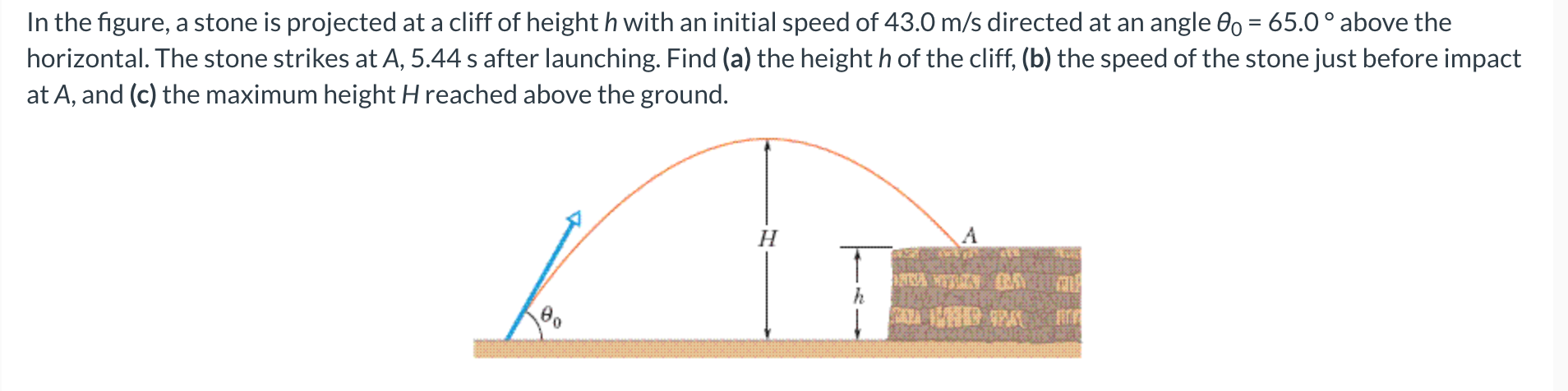 Solved In the figure, a stone is projected at a cliff of | Chegg.com