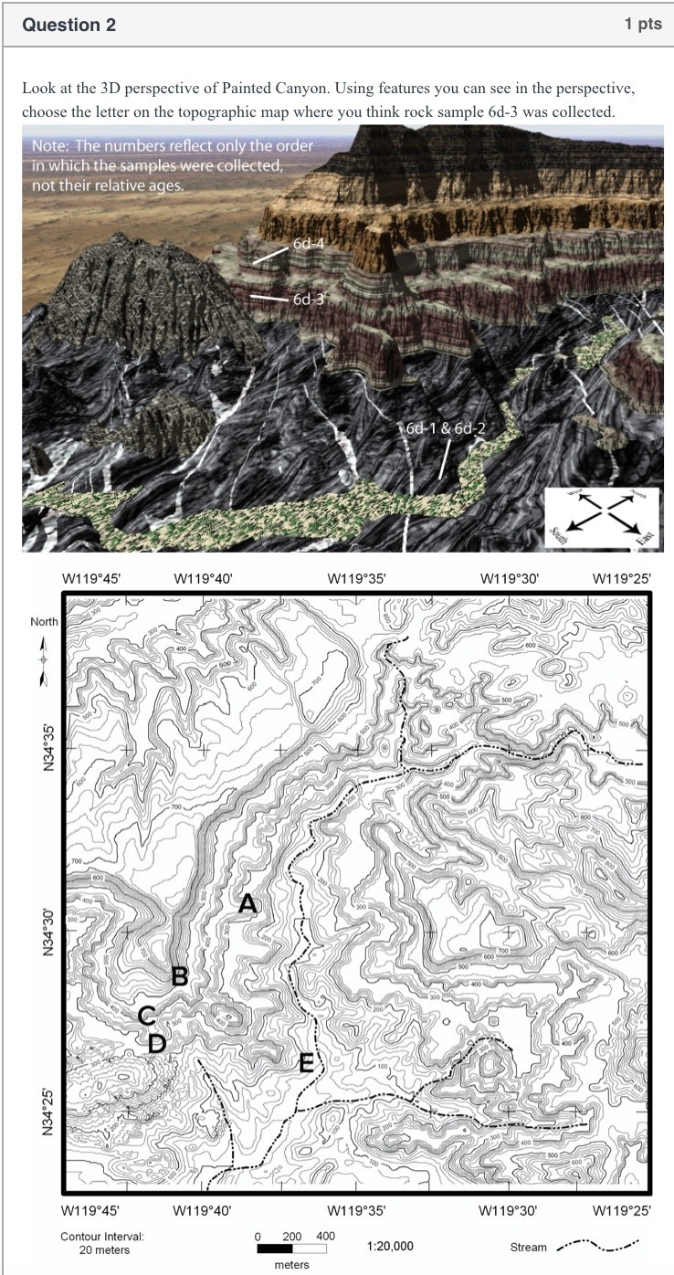 Solved Look at the 3D perspective of Painted Canyon. Using | Chegg.com