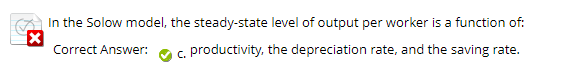 Solved X In the Solow model, the steady-state level of | Chegg.com