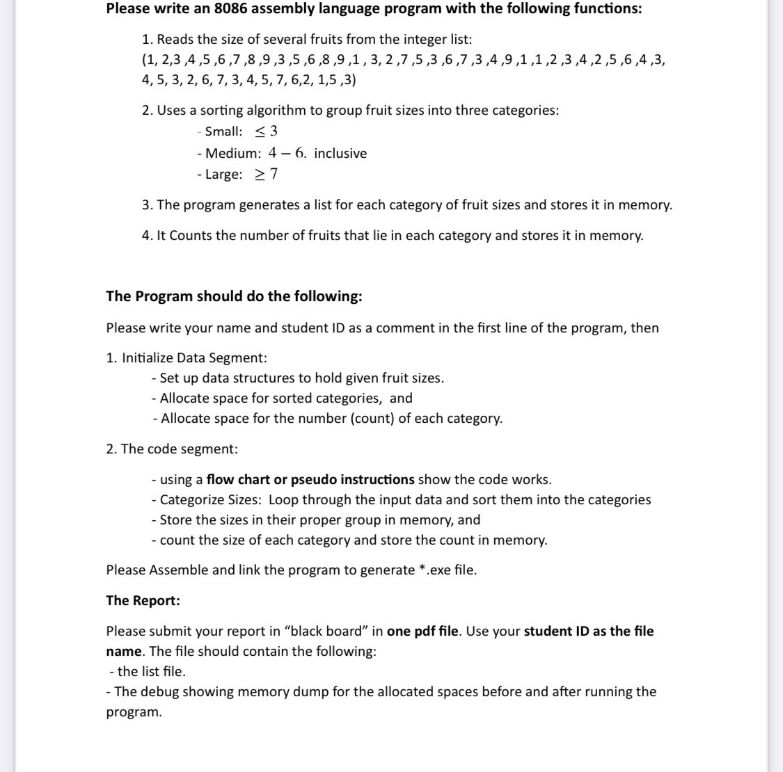 Solved Please write an 8086 ﻿assembly language program with | Chegg.com