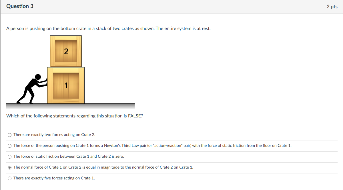 Solved A person is pushing on the bottom crate in a stack of | Chegg.com