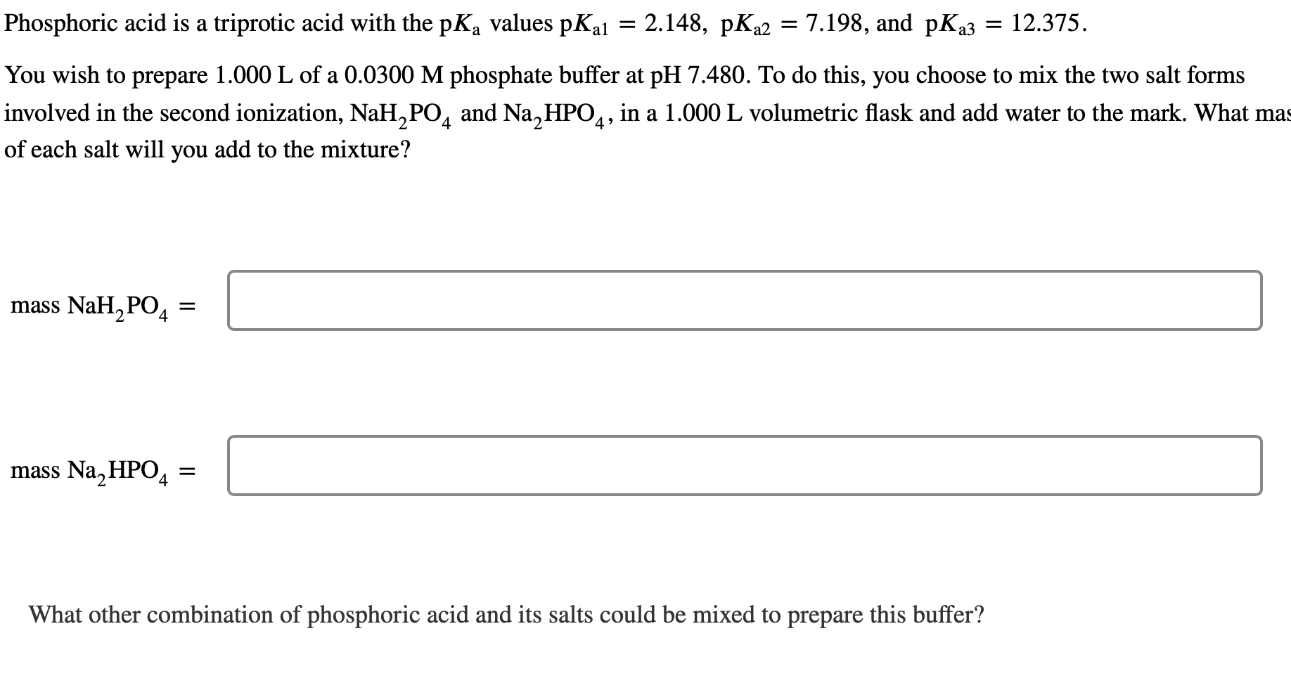 Solved Phosphoric acid is a triprotic acid with the pKa | Chegg.com