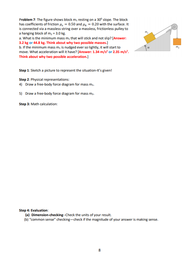 Solved Problem 7: The figure shows block mı resting on a 30° | Chegg.com