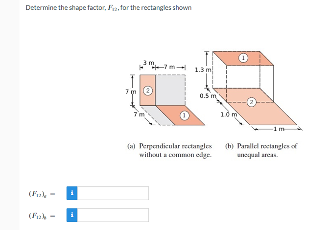 Determine the shape factor, F12, for the rectangles | Chegg.com