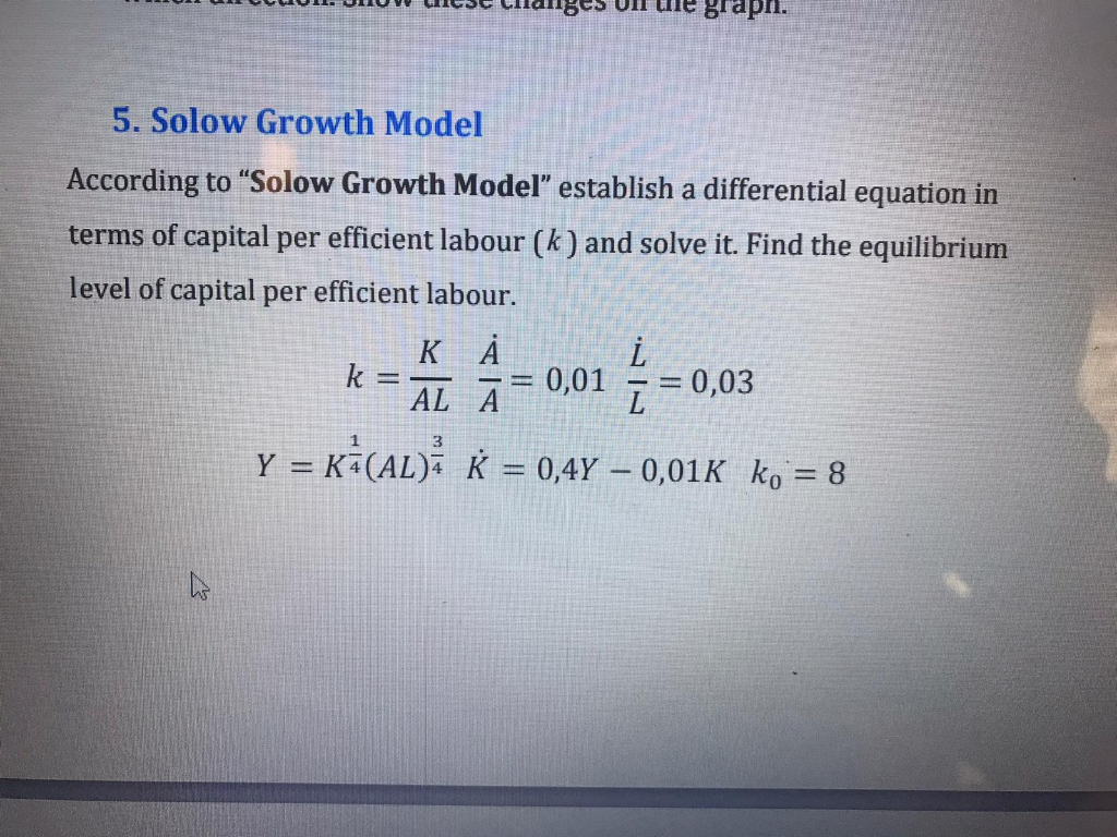 Варп. 5. Solow Growth Model According to "Solow | Chegg.com