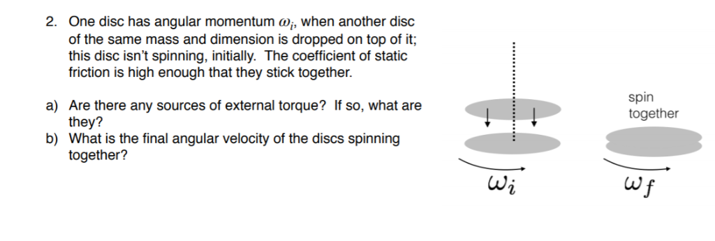 Solved c) What if the bottom disc, spinning with the same | Chegg.com