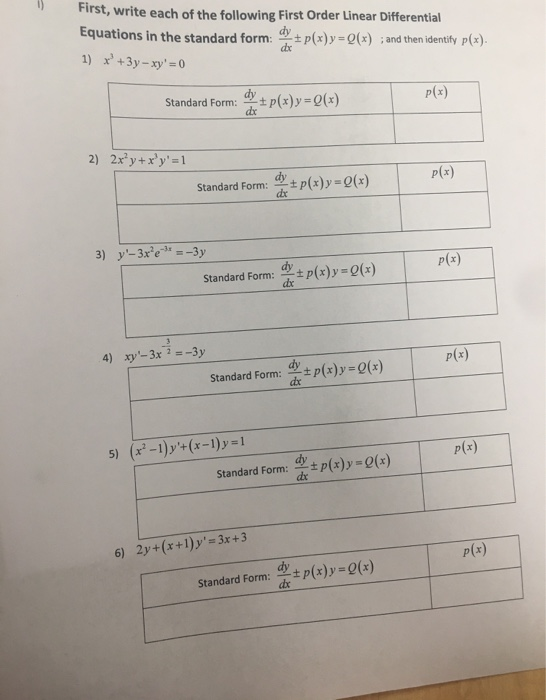 Solved First, write each of the following First Order Linear | Chegg.com