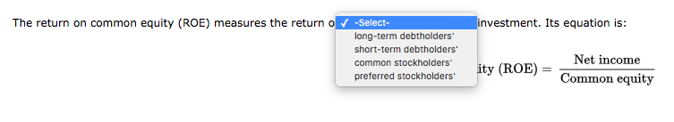 Solved The return on common equity (ROE) measures the return | Chegg.com