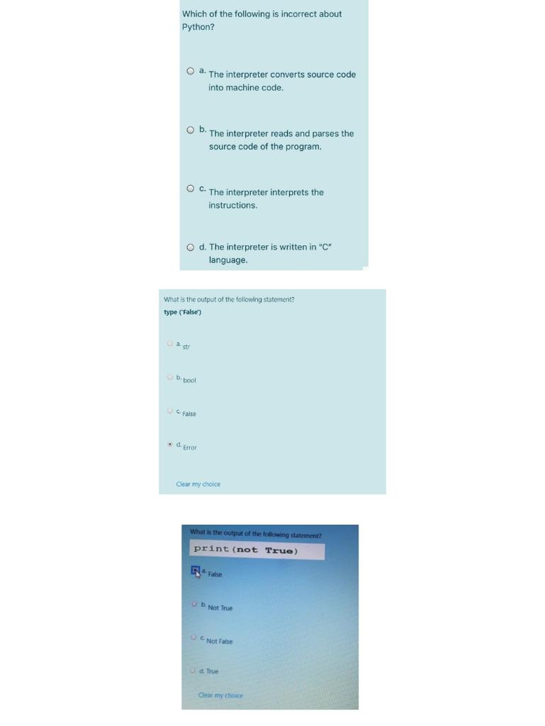Solved Which of the following is incorrect about Python? O | Chegg.com