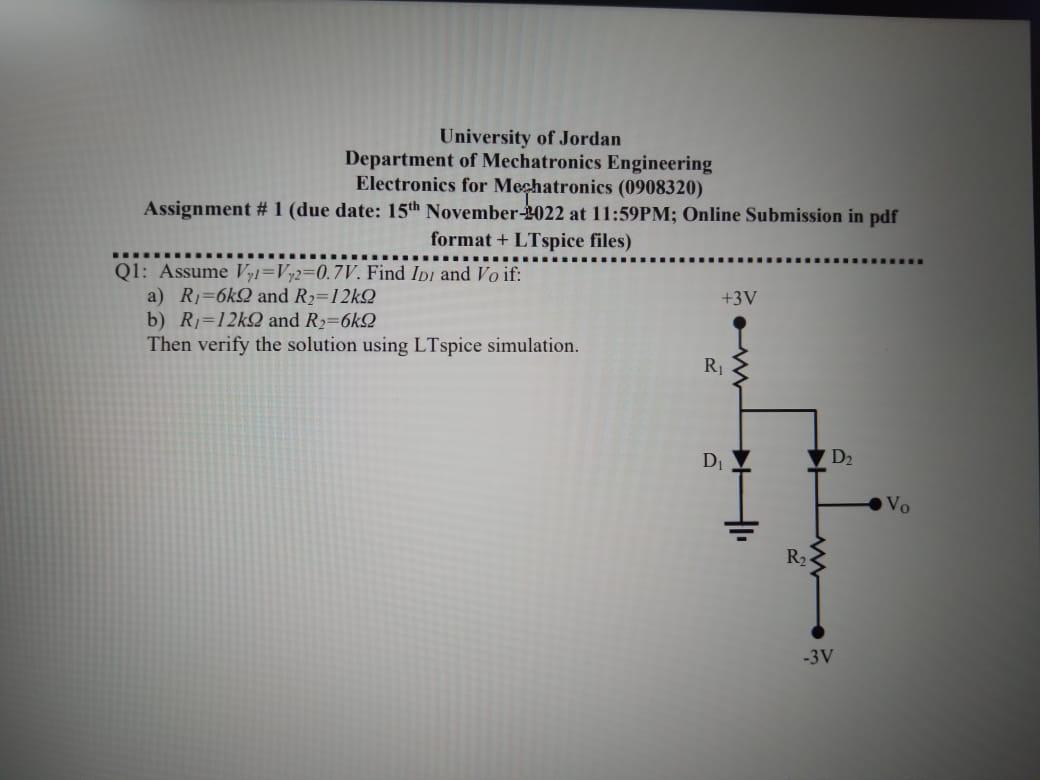 Solved University of Jordan Department of Mechatronics | Chegg.com