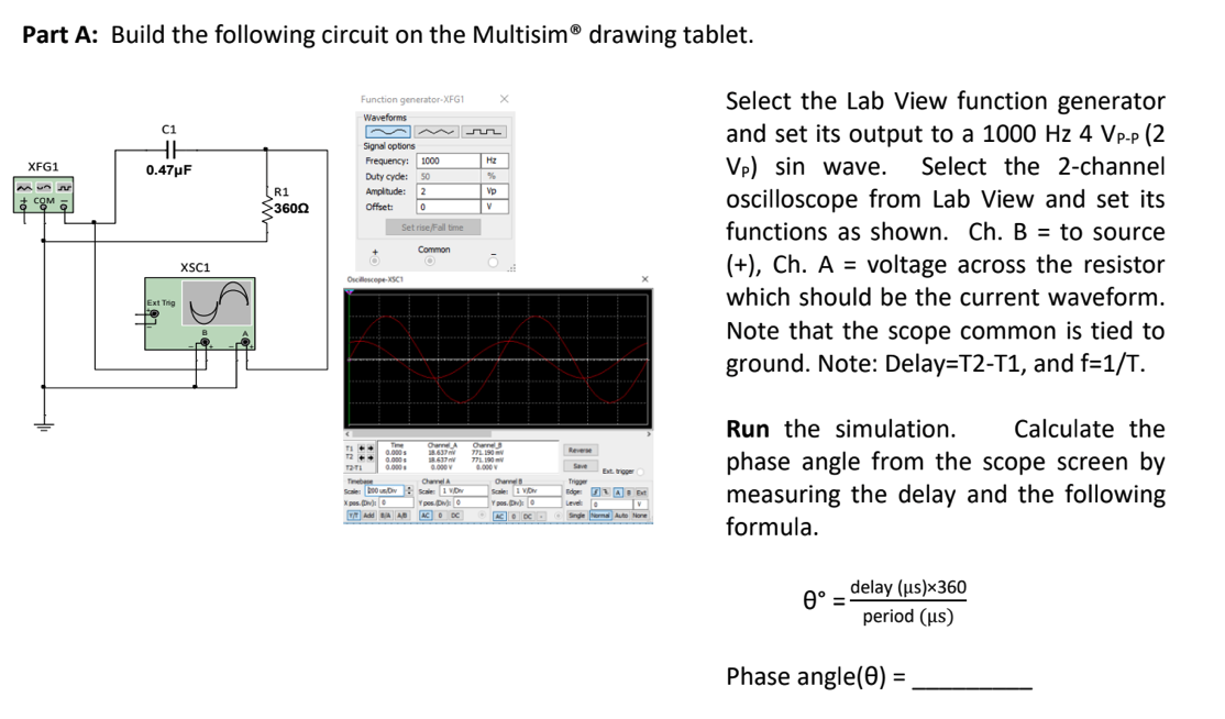Solved Part A: Build the following circuit on the Multisim® | Chegg.com