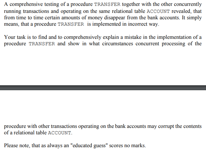 Task 4 (3 marks) Processing transactions at | Chegg.com
