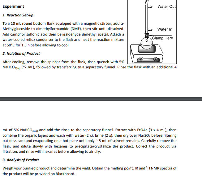 Experiment Water Out 1. Reaction Set-up To a 10 mL | Chegg.com