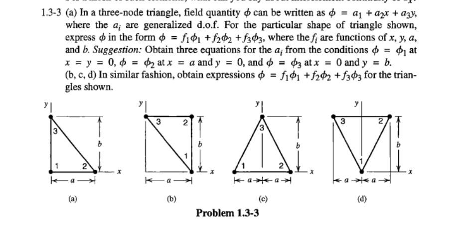 Solved = = 1.3-3 (a) In a three-node triangle, field | Chegg.com