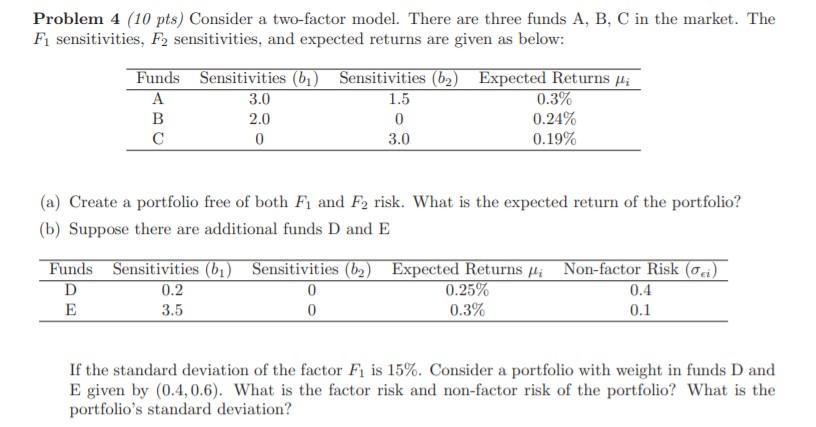 Problem 4 (10 pts) Consider a two-factor model. There | Chegg.com