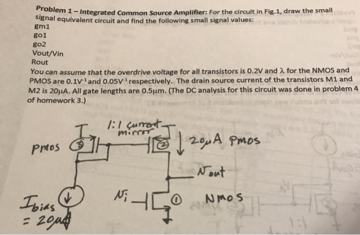 Solved Integrated Common Source Amplifier: For the circuit | Chegg.com