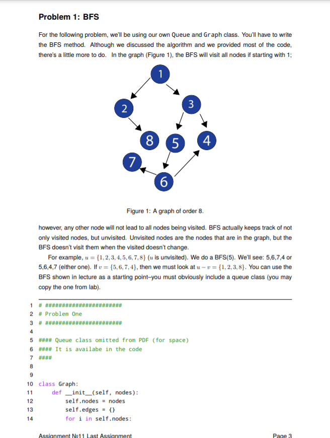 Solved Problem 1: BFS For the following problem, we'll be | Chegg.com