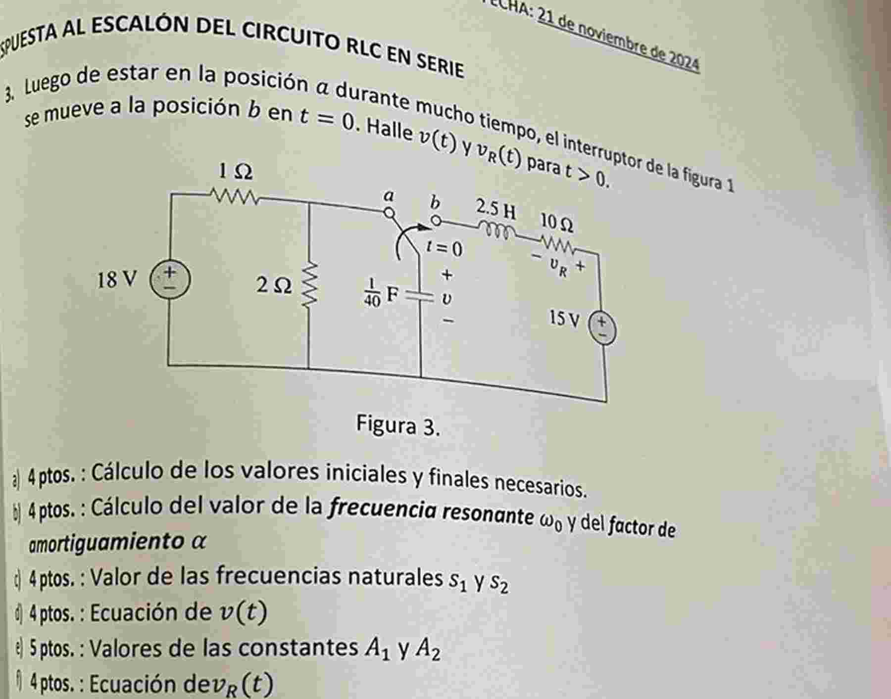 Solved gQUESTA AL ﻿ESCALÓN ﻿DEL CIRCUITO RLC EN ﻿SERIELuego | Chegg.com