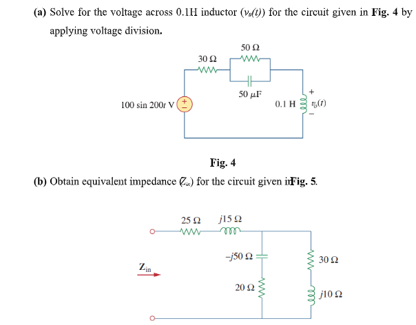 Solved (a) Solve for the voltage across 0.1H inductor (.(t)) | Chegg.com