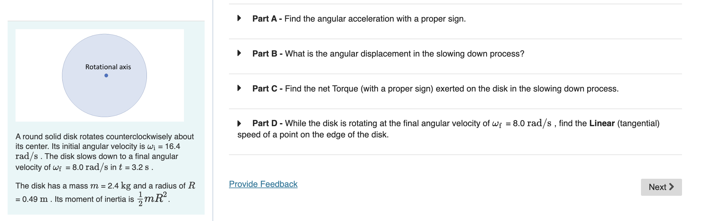 Solved A round solid disk rotates counterclockwise about its | Chegg.com