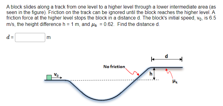 Solved A block slides along a track from one level to a | Chegg.com