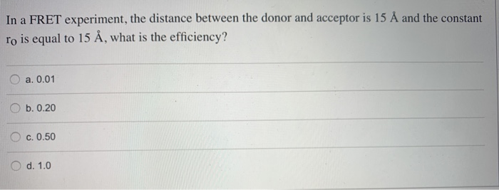 Solved In a FRET experiment, the distance between the donor | Chegg.com