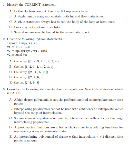 Solved 1. Identify the CORRECT statement. A. In the Boolean | Chegg.com