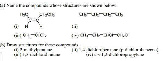 Solved a) Name the compounds whose structures are shown | Chegg.com