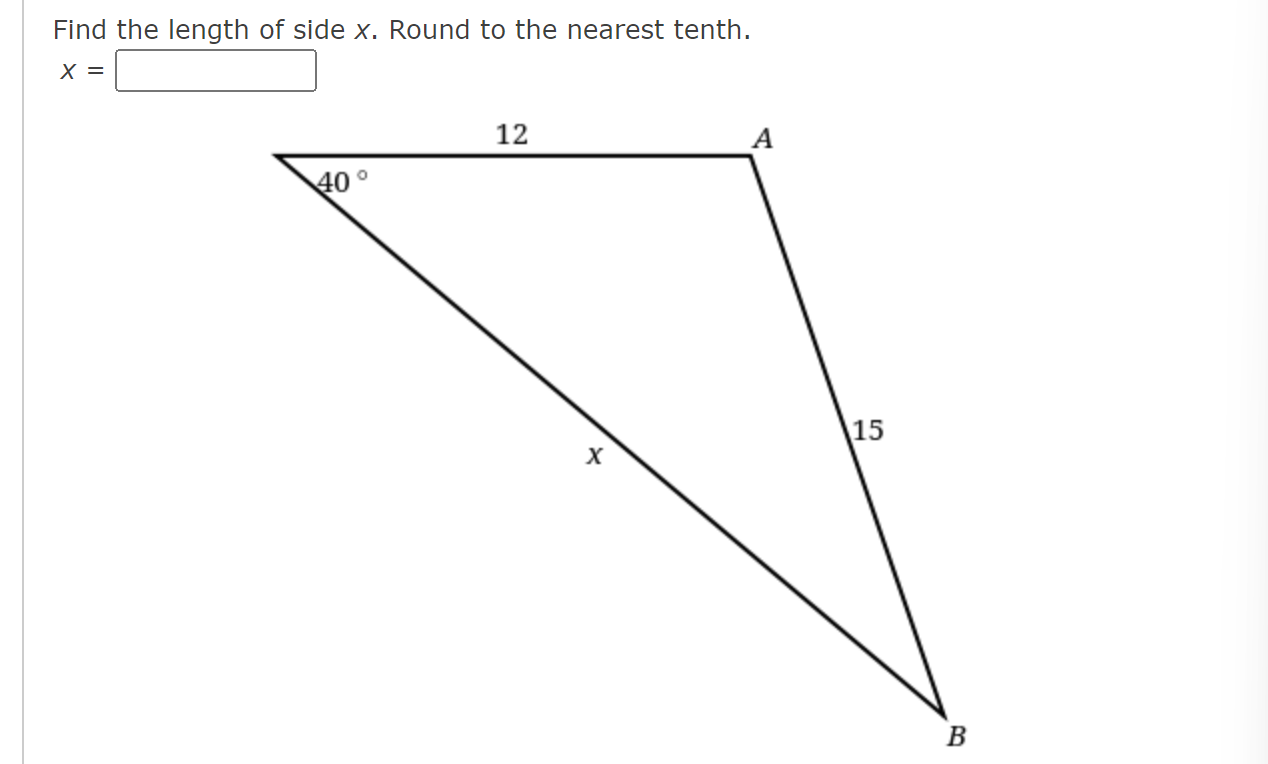 Solved Find the length of side x. Round to the nearest | Chegg.com