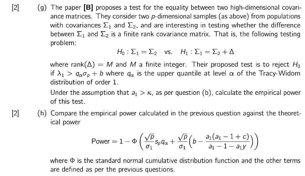 Consider two p-dimensional populations with | Chegg.com