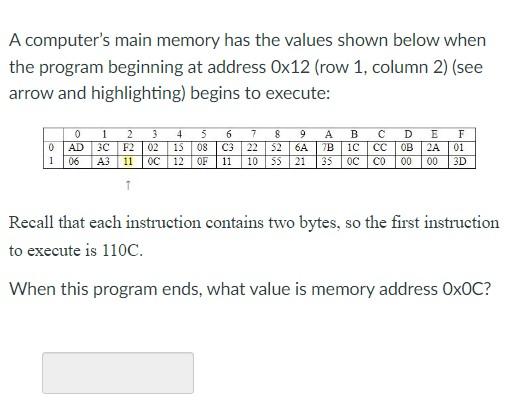 Solved 1.The CPU intends to write the value 0xA3 to main | Chegg.com