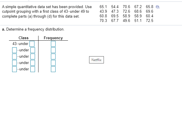 Solved A simple quantitative data set has been provided. Use | Chegg.com