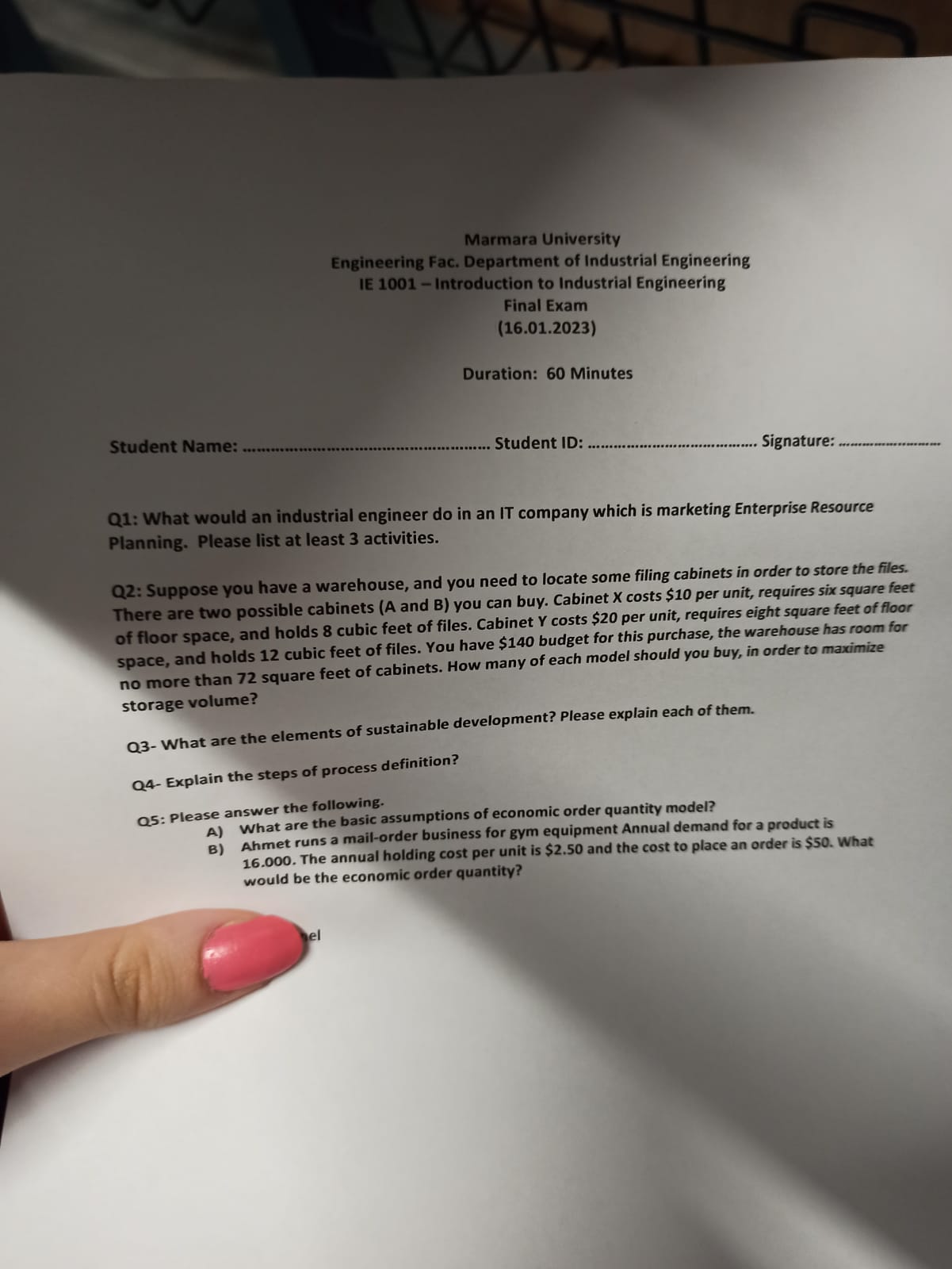 Solved Q1: What would an industrial engineer do in an IT | Chegg.com