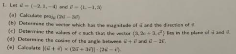 Solved Let u= and v= (a) Calculate proj | Chegg.com