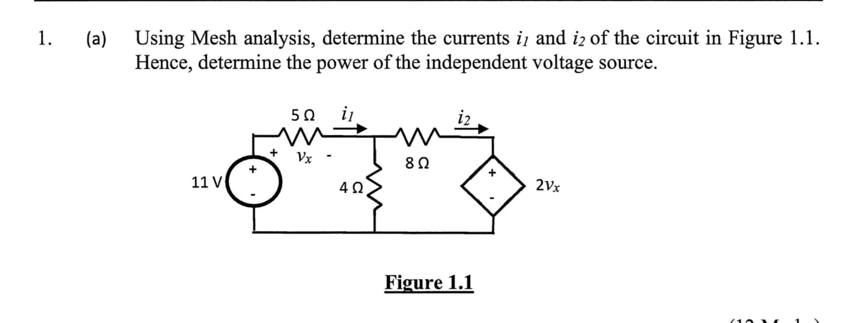 Solved 1. (a) ﻿Using Mesh analysis, determine the currents | Chegg.com