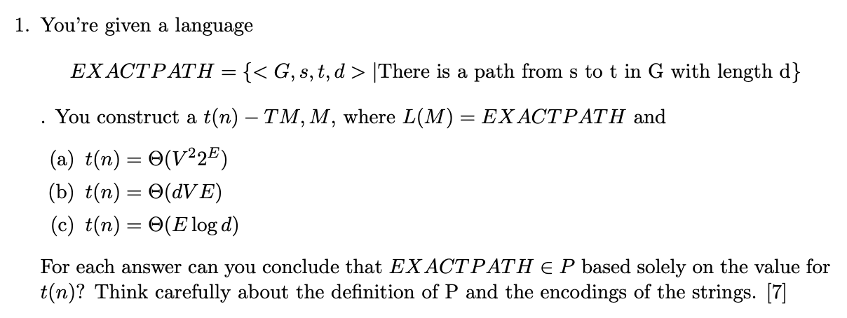 1. You're given a language EXACT PATH