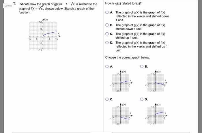 Solved gix) Indicate how the graph of g(x) x+5)+4 is related | Chegg.com