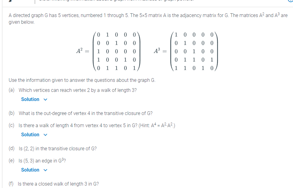 Solved A directed graph G has 5 vertices, numbered 1 through | Chegg.com
