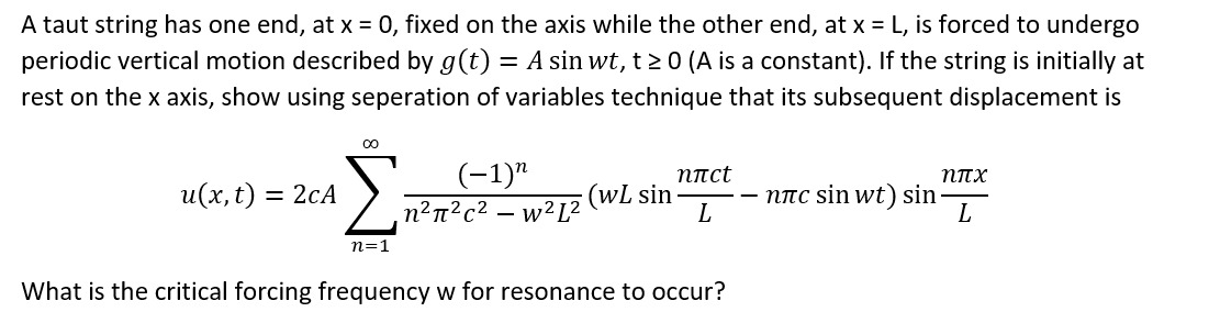 A taut string has one end, at x = 0, fixed on the | Chegg.com