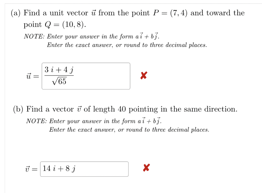 Solved (a) Find a unit vector u from the point P=(7,4) and | Chegg.com