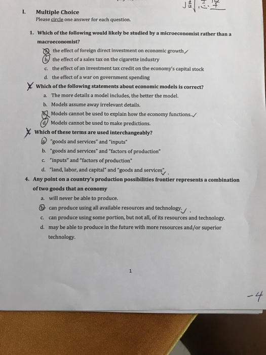 Solved I. Multiple Choice Please circle one answer for each | Chegg.com
