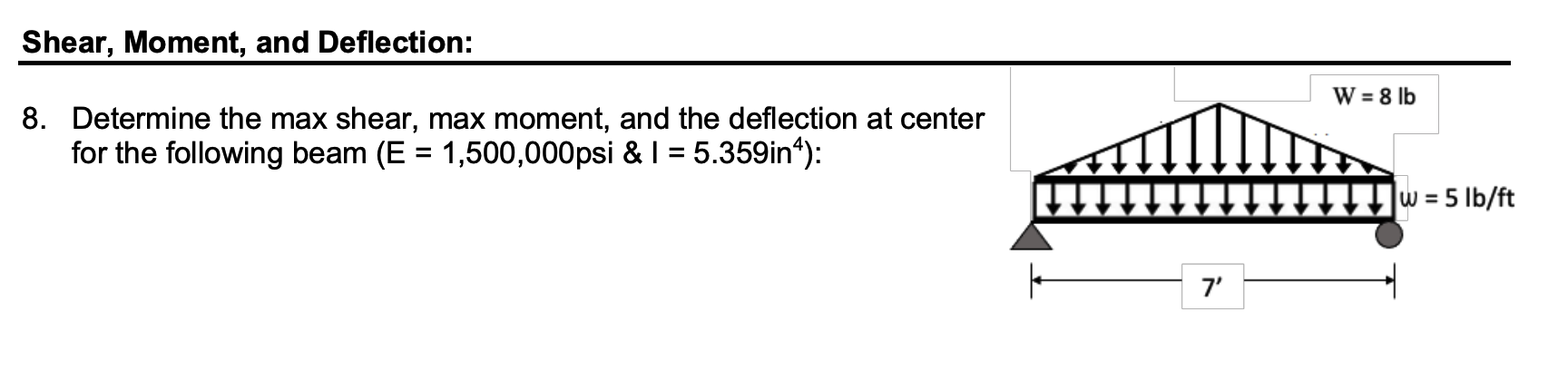 Solved Determine the max shear, max moment, and the | Chegg.com